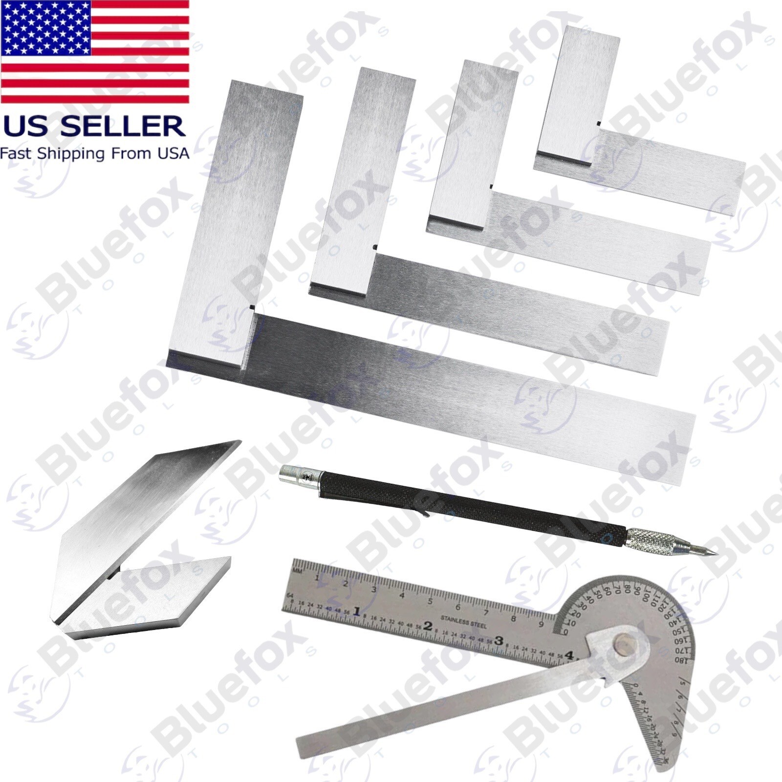 Engineers Marking and Measuring Sqaure Set 7 Piece- Try Square Scriber ...