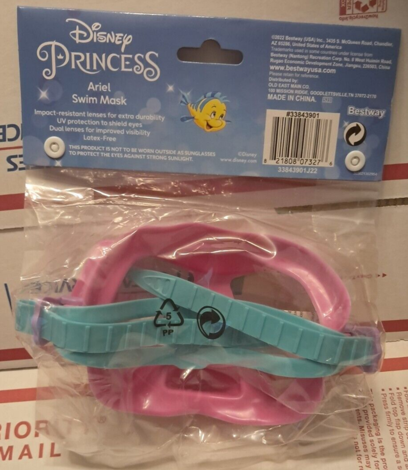 Disney Princess Ariel The Little Mermaid Swim Mask Goggles Pink/Aqua ...