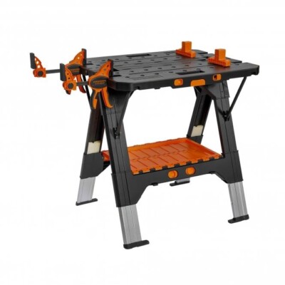 PONY 2-in-1 Folding Adjustable Heights Workbench/Saw Horse + 2 Bar ...