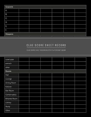 Clue Score Sheet Classic Scoresheet Card or Scoring Game Record by ...