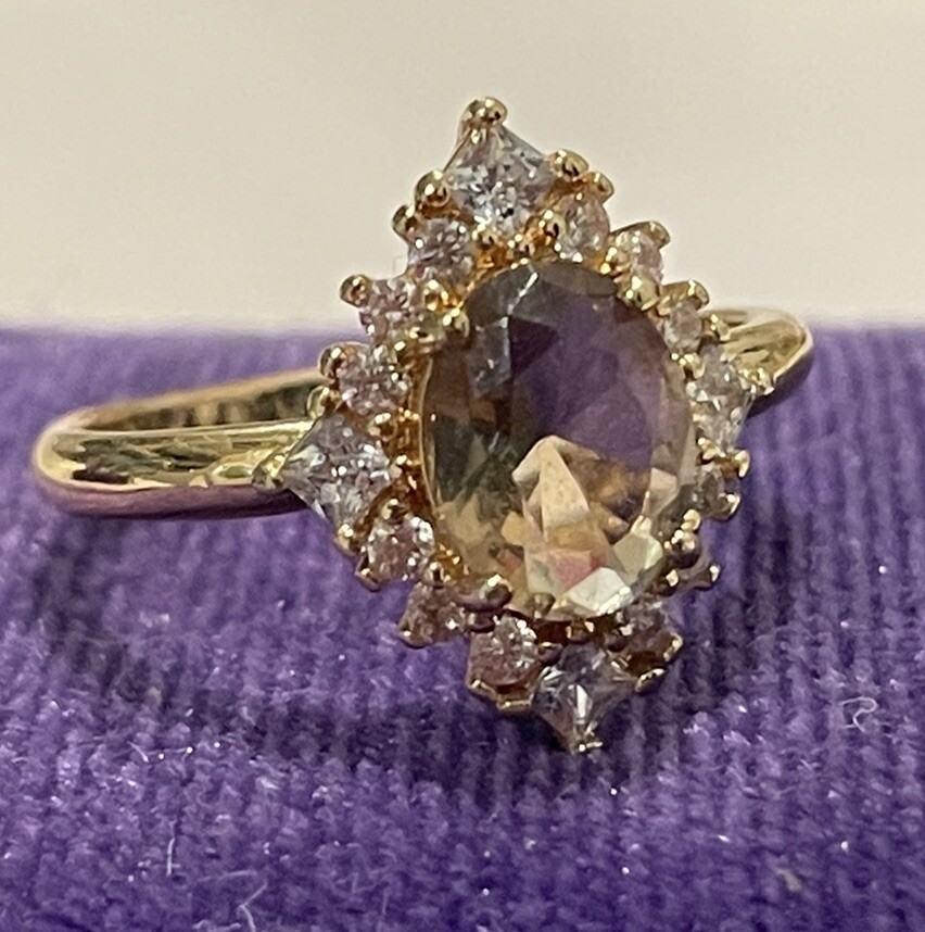 Bomb Party RBP Yellow Gold Smoky Topaz Necklace & Sz6 Ring Set NWOT | eBay