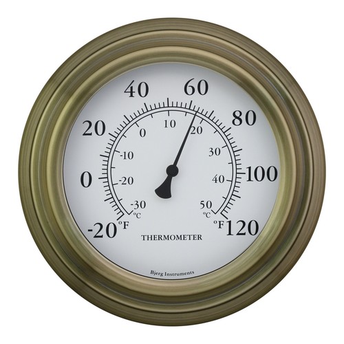 8" Antique Brass Finish Decorative (Indoor/Outdoor) - Thermometer ...