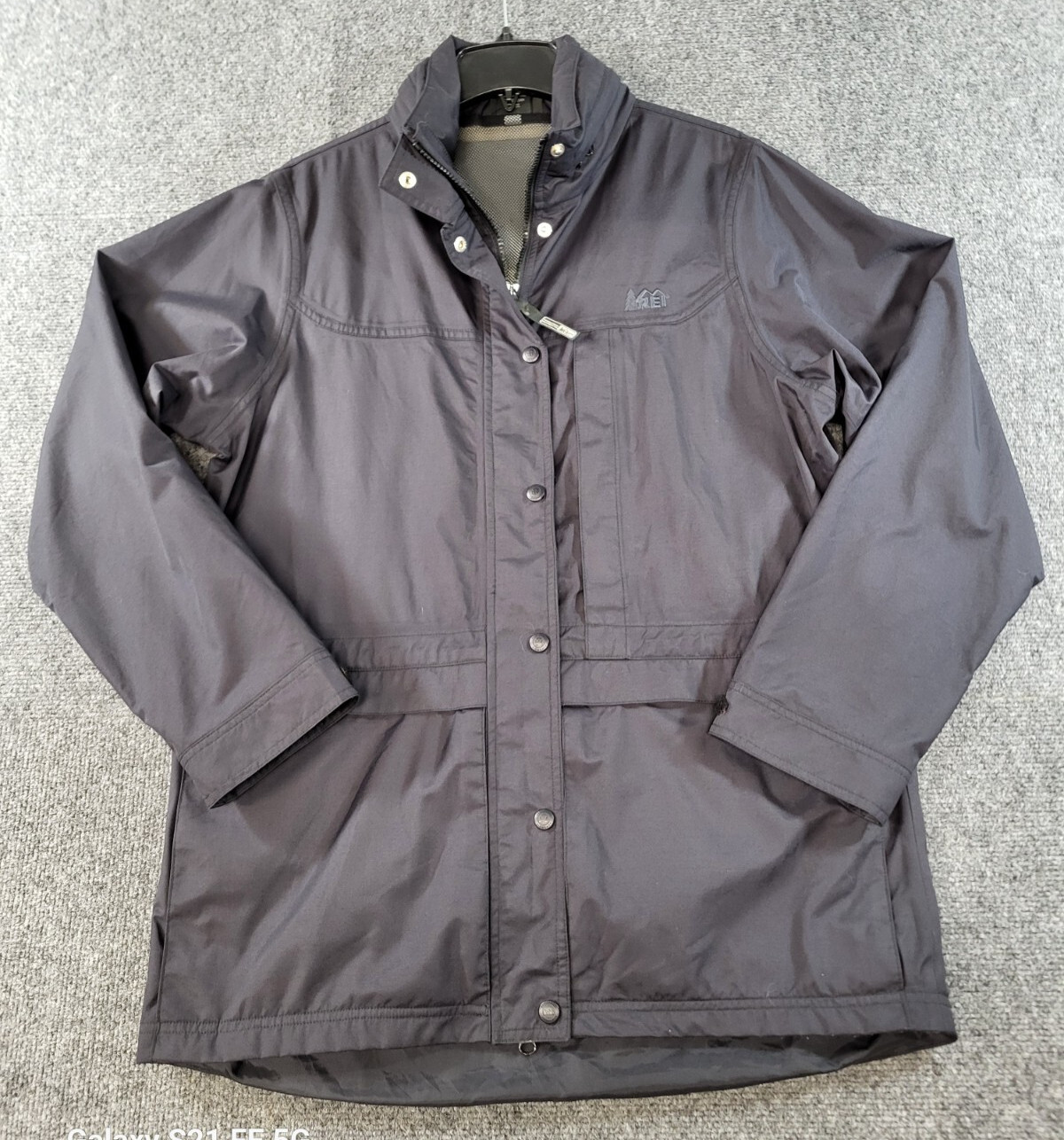 REI Elements Rain Jacket Women M Navy Full Zip Packab… - Gem