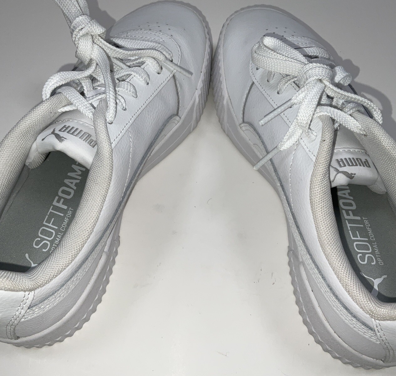 Women’s Puma Carina All White Leather Sneakers 370325… - Gem