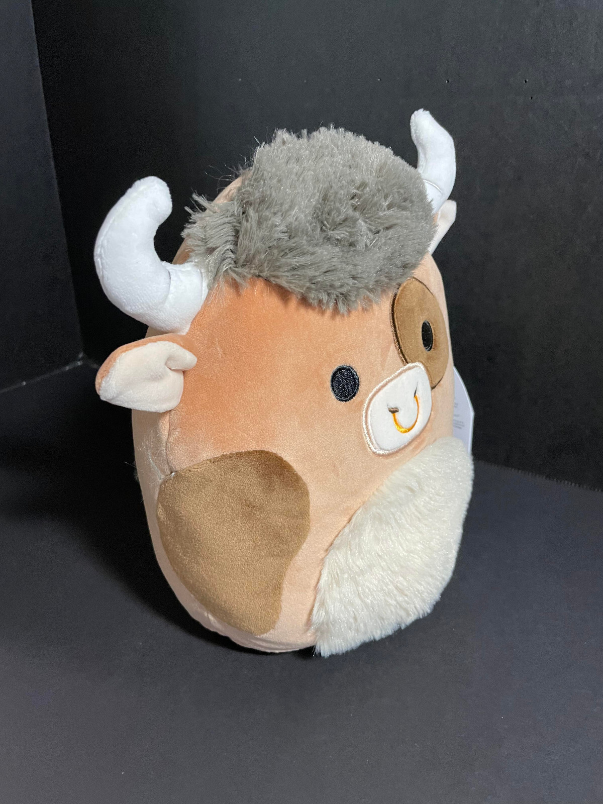 Squishmallow 7.5" Shep Highland Cow Bull w/beaded "I ♡ SQUISH" Charm ...