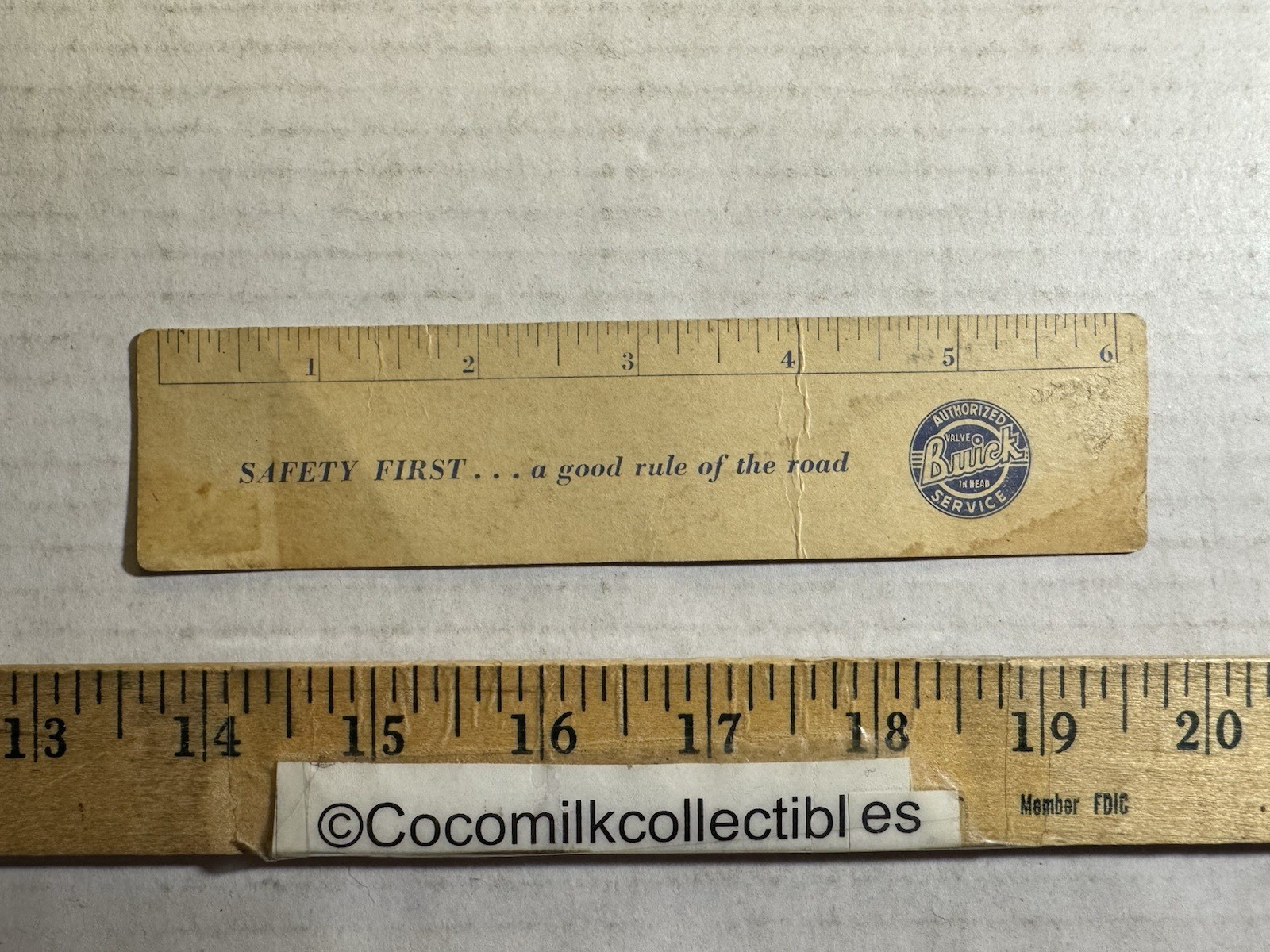 Vintage Buick Service Paper Ruler 6 Inch Safety First Road Rule