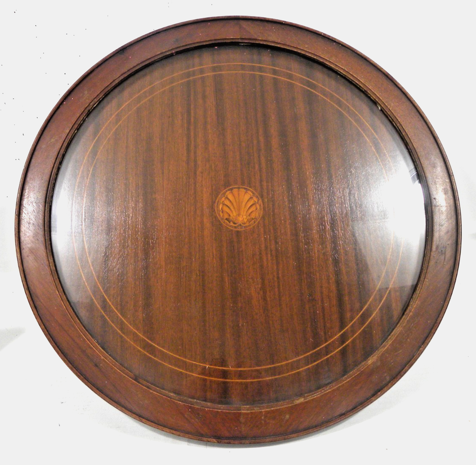 VTG Antique Lazy Susan 22" Mahogany Wood w Glass Top Baker Furniture ...