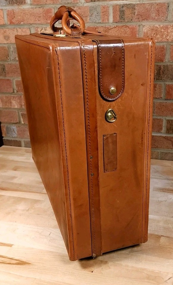 Hartmann Belting Leather Suitcase Vintage Travel Luggage Brown 26"x19 ...