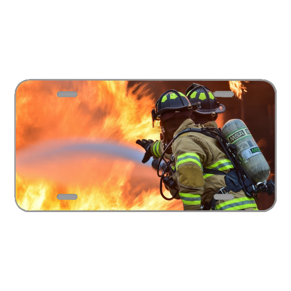 Custom Personalized License Plate With Two Firefighters Hosing Down ...