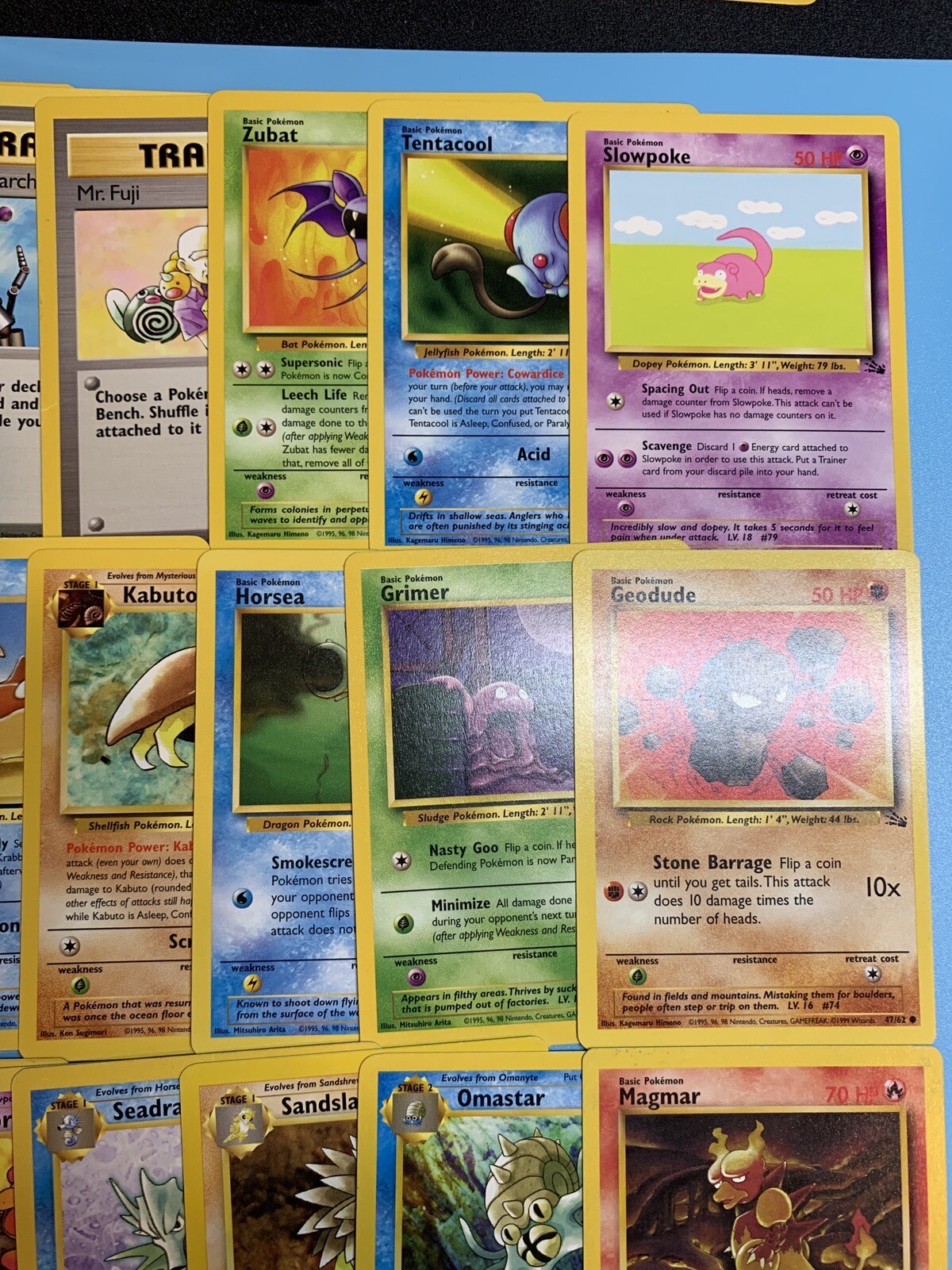 1999 Pokemon Cards Complete Fossil Unlimited Common & Uncommon 32 Card ...
