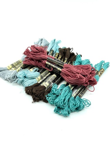 Lot - 25 Skeins Cotton DMC 25 Embroidery Floss - 168, 3811, 3031, 3849 ...