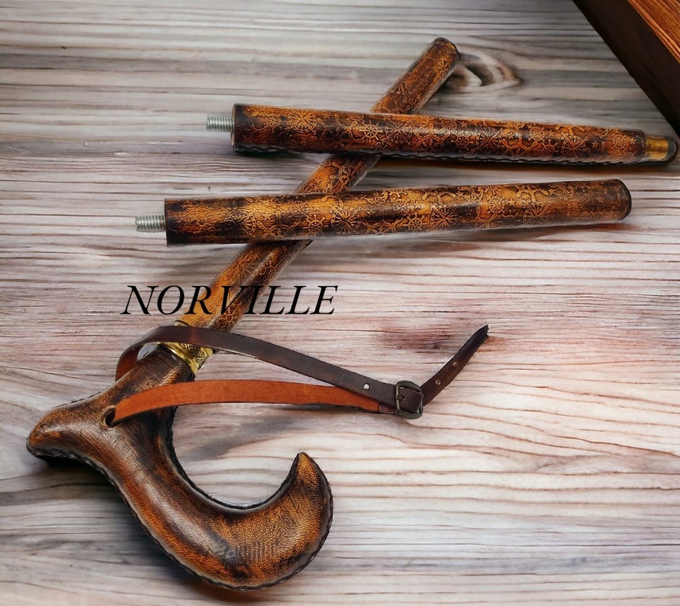 Adjustable Wrist Grip Walking Cane Handmade Stick Three Foldable ...