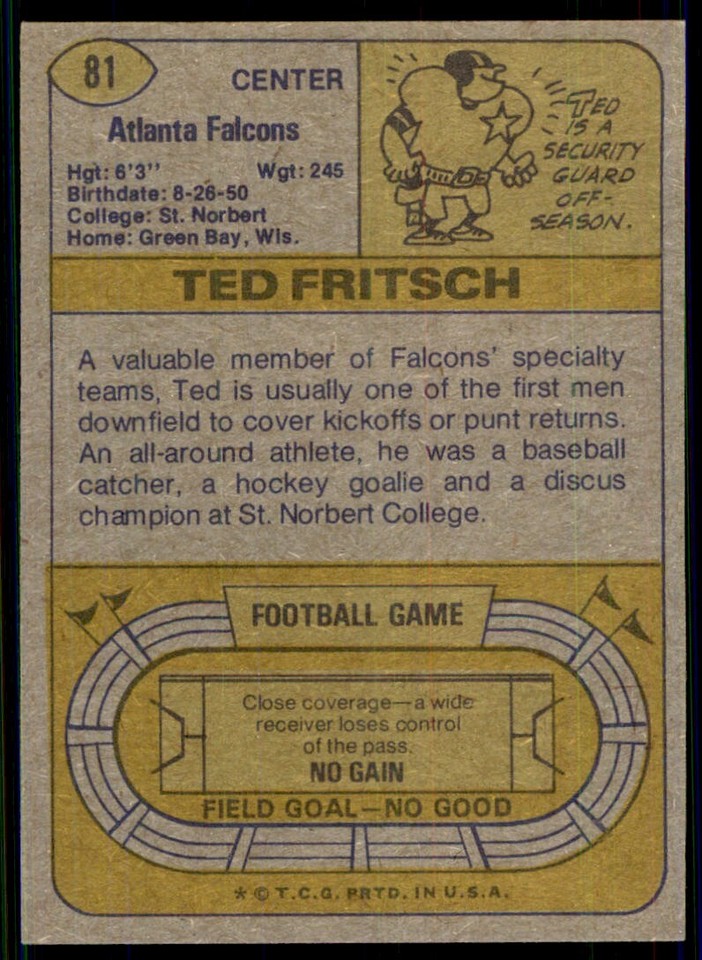 1974 Topps Ted Fritsch Football Cards #81 | eBay