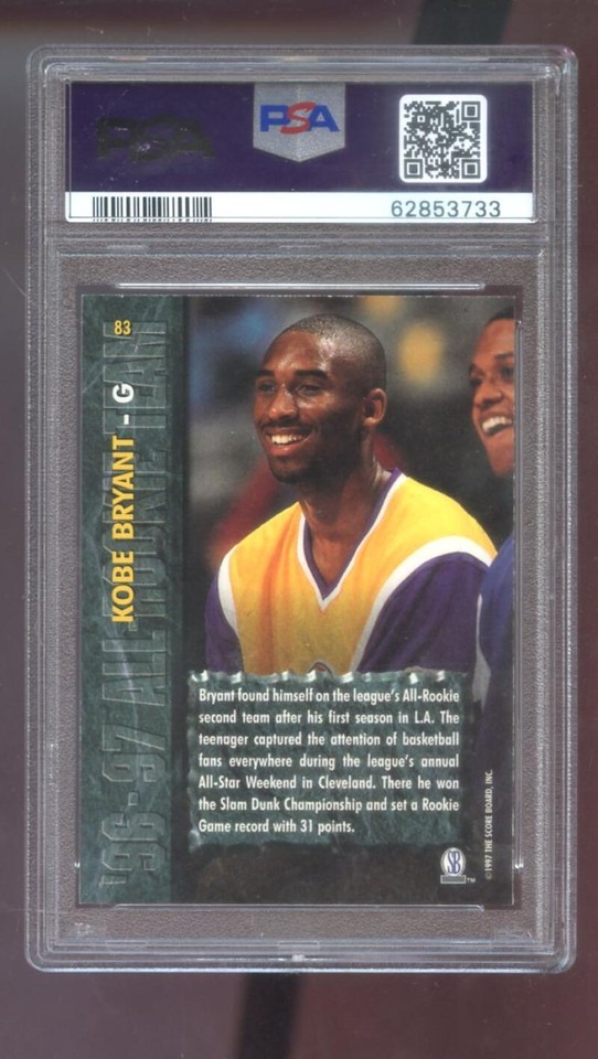 1997-98 Score Board Rookies #83 Kobe Bryant PSA 9 Graded Basketball ...