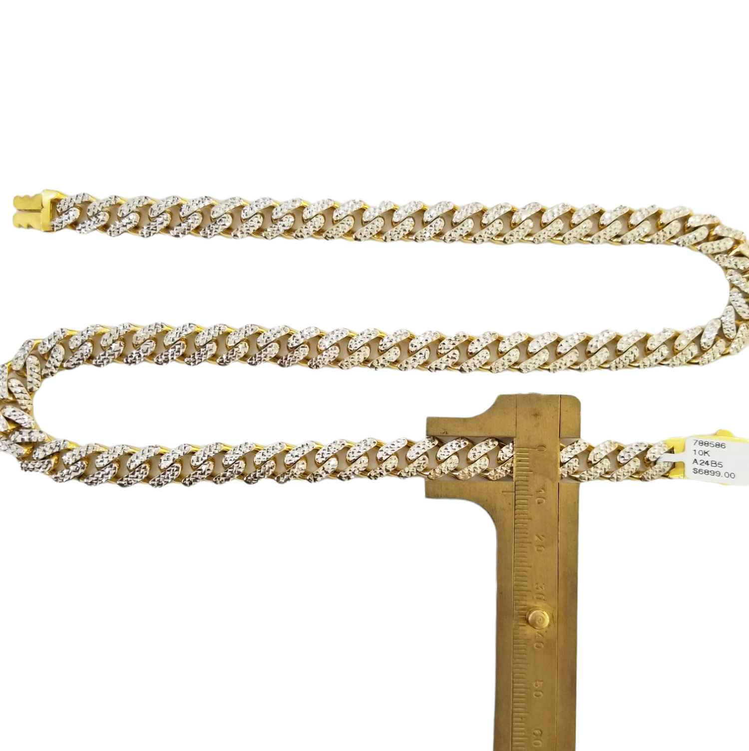 10K Real Gold Monaco Link Chain 20 Inch Diamond Cut Men Women Necklace ...