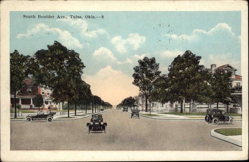 Tulsa Oklahoma OK South Boulder Avenue Intersection w/Cars 1900s-20s ...