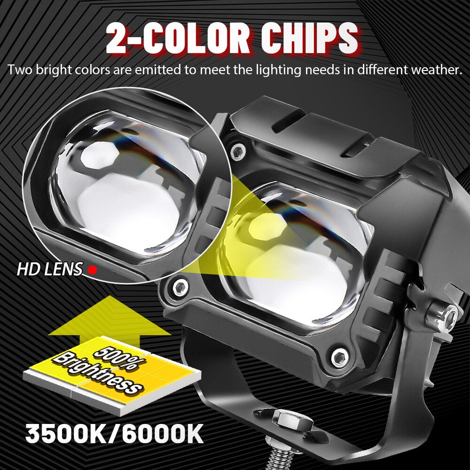 2Pcs 3"Inch LED Work Light Cube Pods Spot Flood OffRoad Lights Truck ...