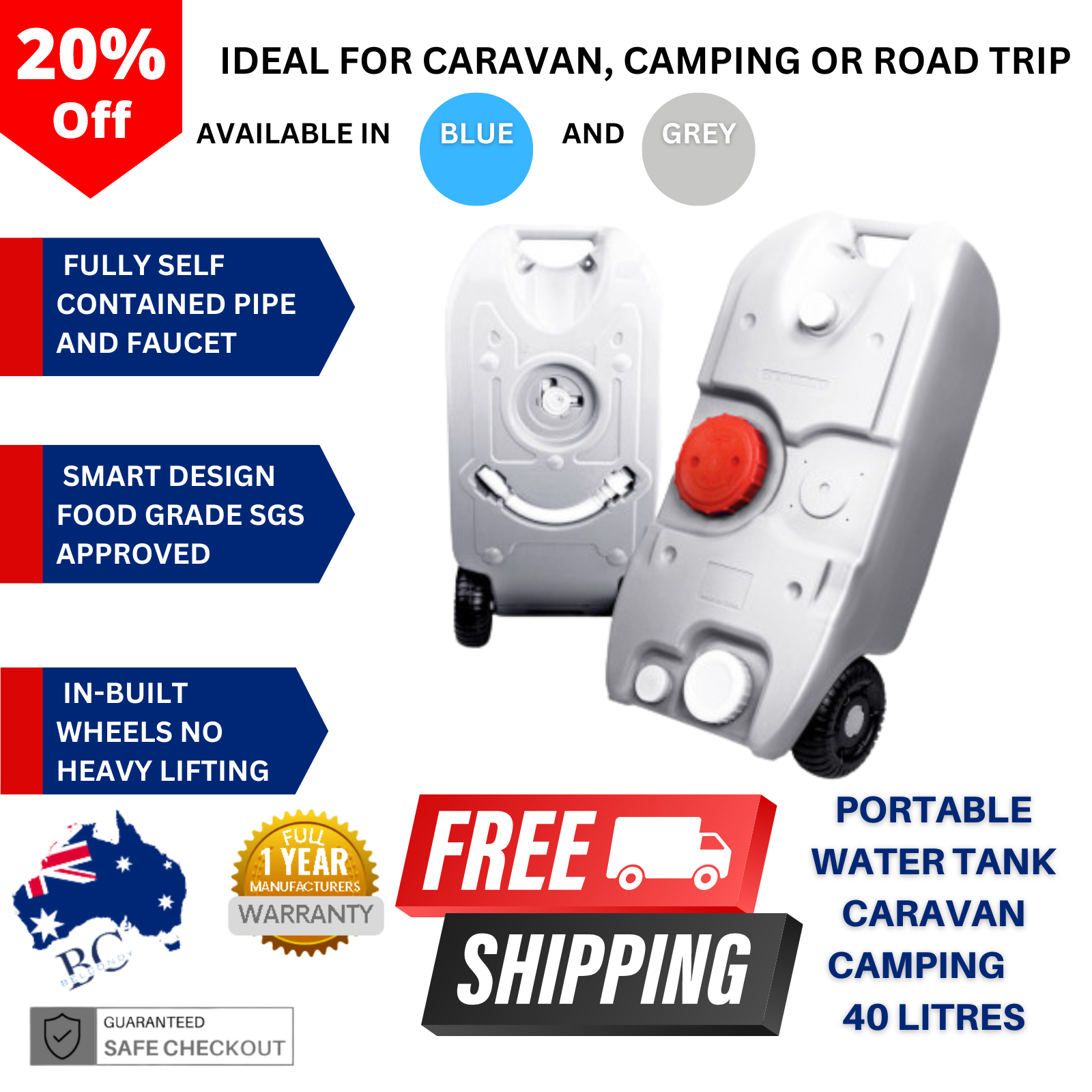 Portable Water Tank Caravan Camping Camper Trailer 4x4 RV Tanks ...