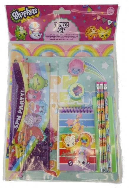 Shopkins 11 PC Set 2 Portfolio Folders 1 Subject Notebook Memo Pad and ...