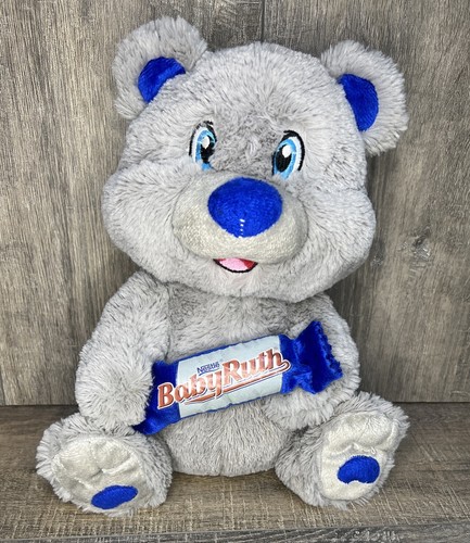 Kellytoy Plush Teddy Bear Holding Nestle Baby Ruth Candy Bar Gray Blue ...
