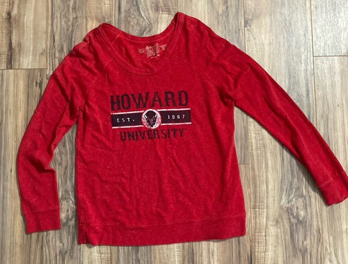 Howard University Women’s Top Small Red Lettering Long Sleeve V-Neck ...