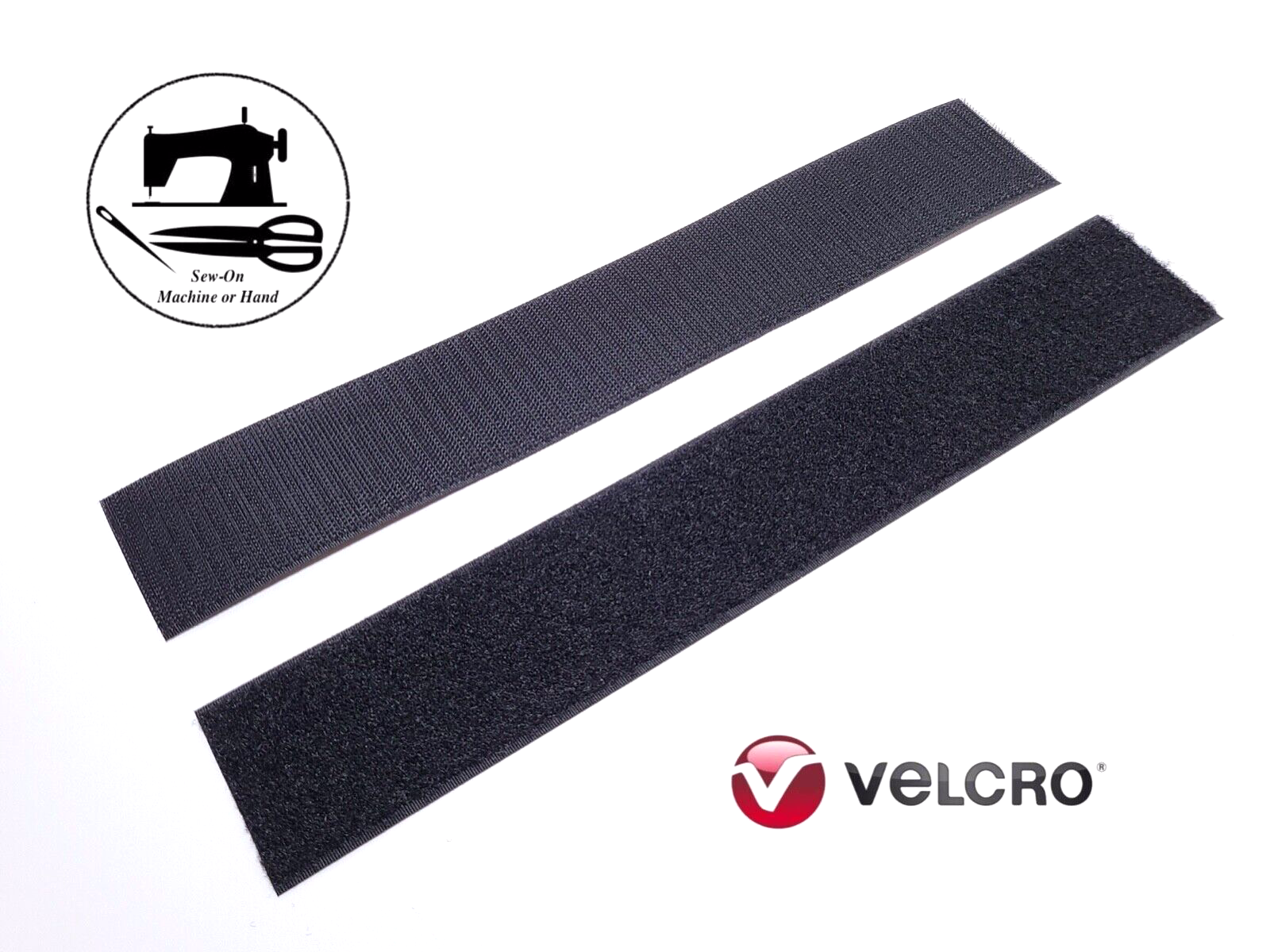 2” Wide x 12” (Inch) VELCRO® Brand Sew-On Strip (Hook & Loop) - Black ...