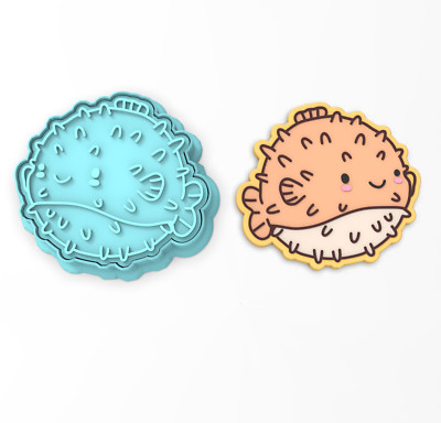 Pufferfish Cookie Cutter & Stamp | Ocean Fish Beach Sand Island Summer ...