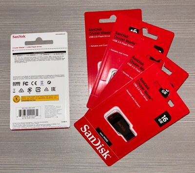 Lot of 5 SanDisk Cruzer Blades | 16GB USB 2.0 Flash Drive Thumb Memory ...