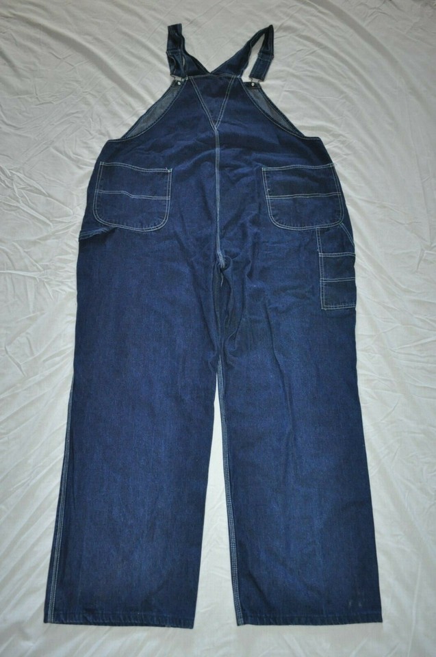 KING SIZE 48 x 31 CARPENTER Blue Denim BIB OVERALLS Work Farm 100% ...