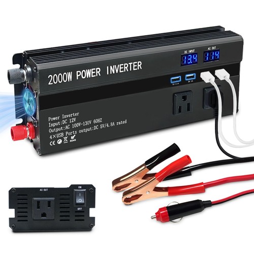 Car Power Inverters 2000W Inverter - 12v DC to 110v AC Converter with 3 ...