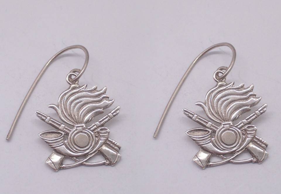 Hanging Earrings With Badge Sharpshooters Silver 925 - Symbol US Army ...