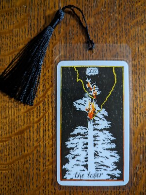 THE TOWER Bookmark Tarot Card Wild Art Deck Xmas Gift Oracle PINE TREE ...