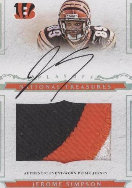 2008 Playoff National Treasures - Jerome Simpson #123 /99 (AU, MEM, RC ...