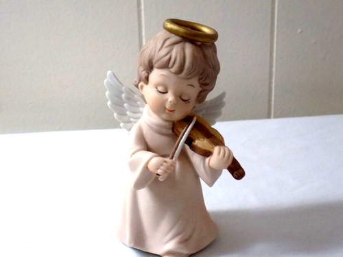 Vintage 1986 Lefton Bisque Violinist Angel Figurine-05420 | eBay