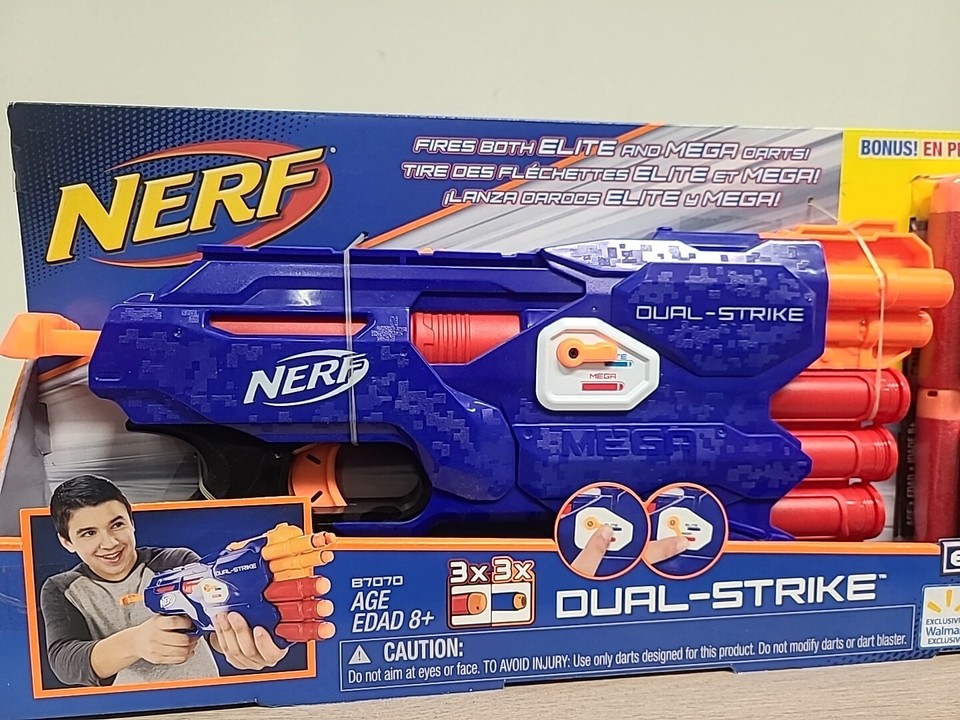 Hasbro NERF N-Strike Elite Dual Strike Blaster Mega And Elite Darts DMG ...