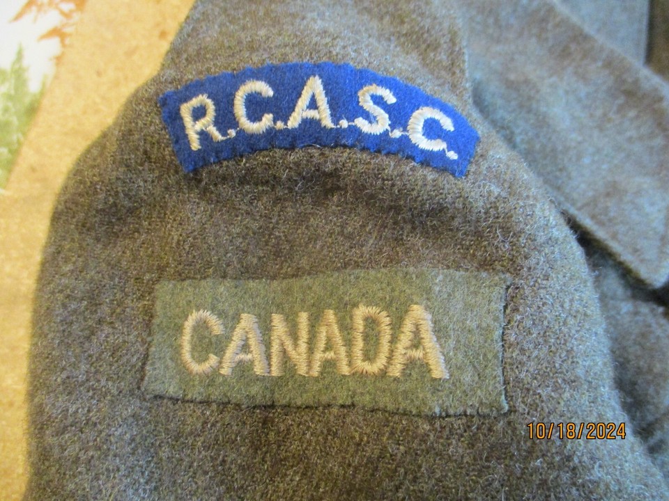 1943 WW2 CANADA ROYAL CANADIAN ARMY SERVICE CORP. BATTLE DRESS CORPORAL ...