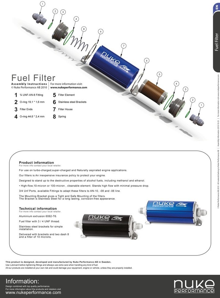 Nuke Performance Billet Fuel Filter 100 Micron stainless E85 Turbo ...