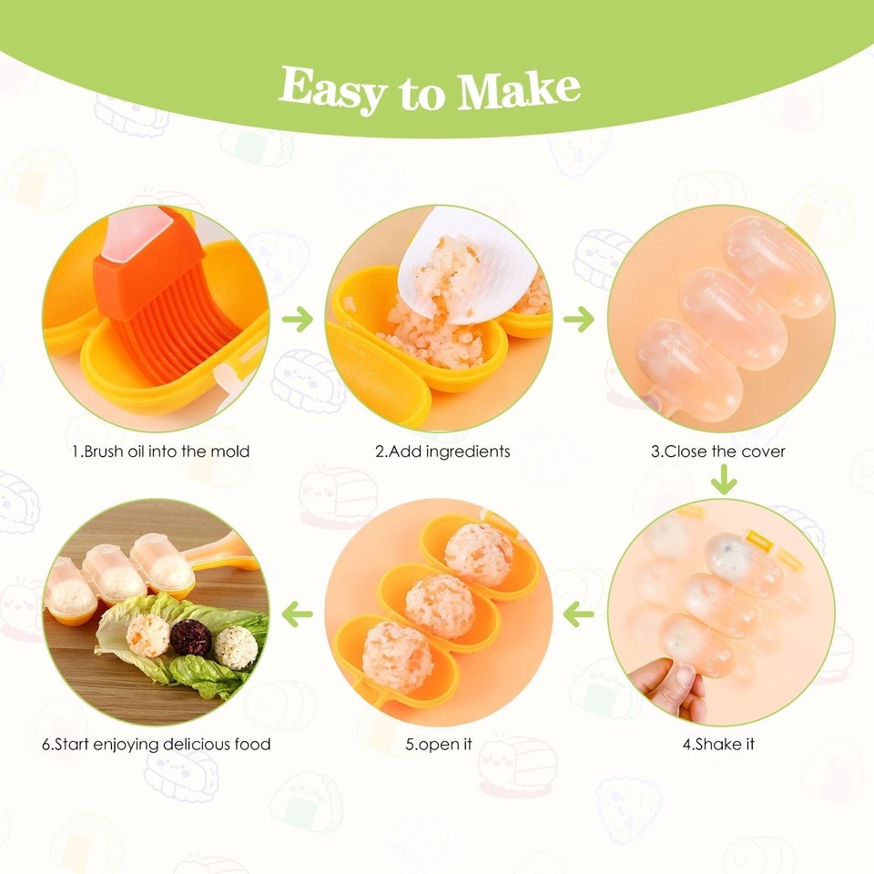 JINGIHE 11Pcs Onigiri Mold Set, Sushi Making Kit, 7pcs Triangle Musubi ...