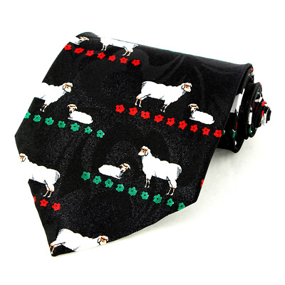 Lambs & Sheep Men's Necktie Farm Animal Ewe Ram Lamb Farmer Black Neck ...