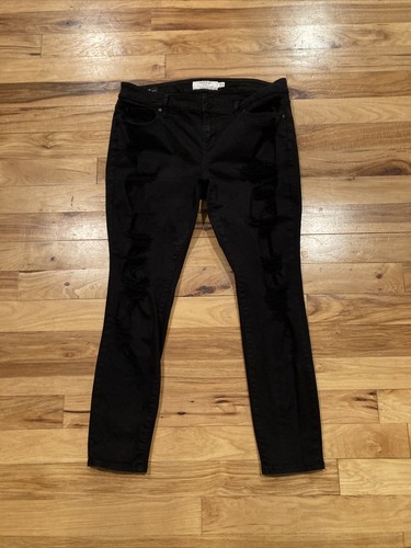 Torrid Denim Skinny Black Jeans Stretch Distressed Womens TAG 12R Fits ...