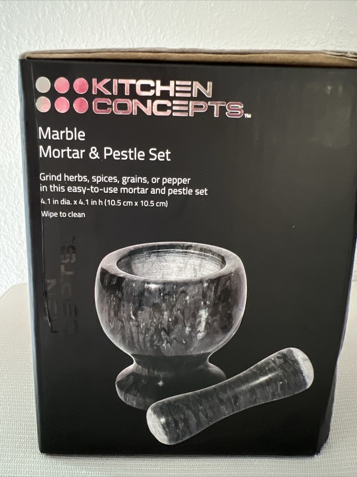 Kitchen Concepts Mortar Black Marble and Pestle Set - - 4.1 Inch - Wipe To Clean | eBay