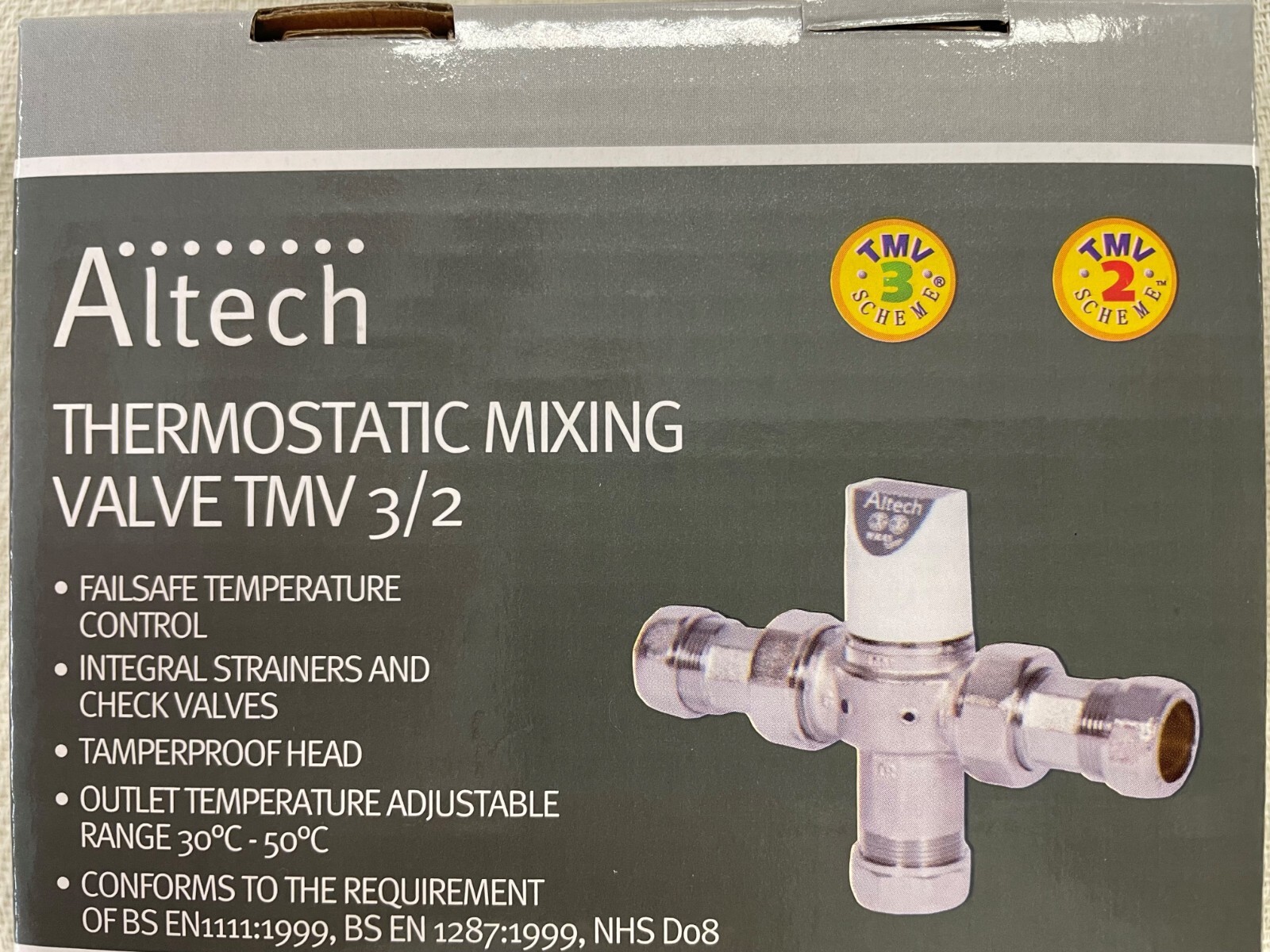 ALTECH 15MM TMV 3/2 THERMOSTATIC MIXING VALVE 2 IN 1 ADJ TEMP RANGE 30 ...