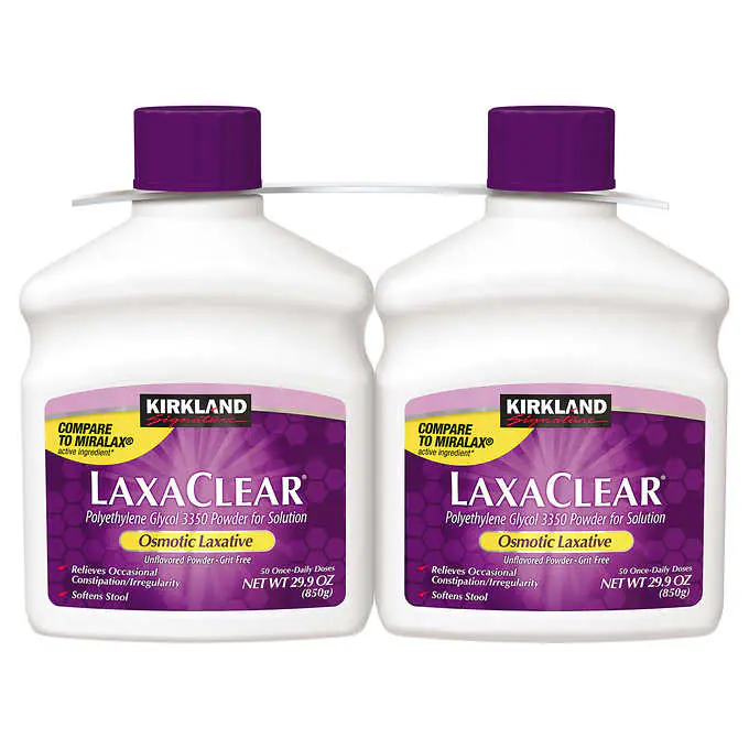 Laxative Polyethylene Glycol - Kirkland Signature LaxaClear 100 Doses ...
