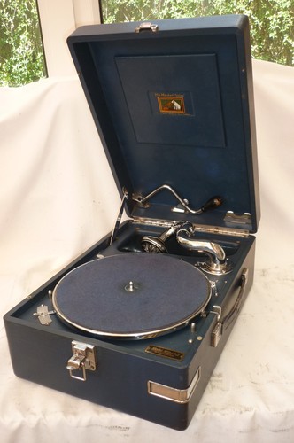 HMV102B 1933-35 Blue portable Gramophone, Phonograph. Gramaphone, Fully ...