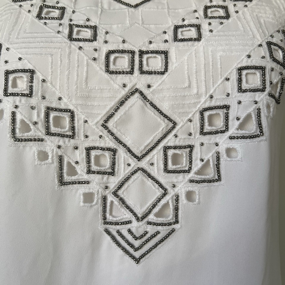 Banana Republic White Beaded Neckline Tank Top Size Small NWT ...