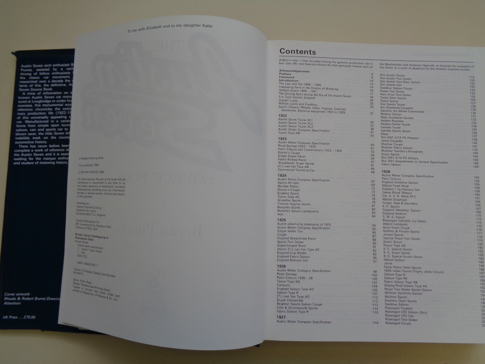 AUSTIN SEVEN 7 SOURCE BOOK by Bryan Purves 1st edition 1989 cw dust ...