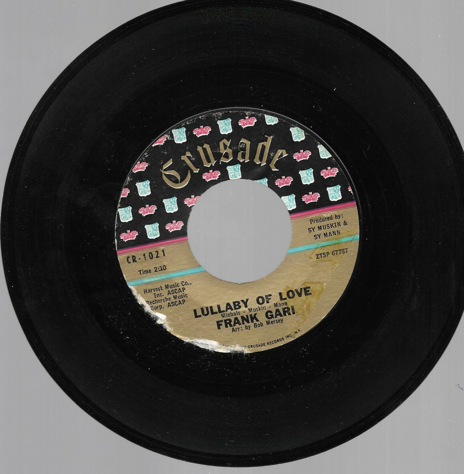 FRANK GARI-CRUSADE 1021-LULLABY OF LOVE-TONIGHT IS OUR LAST NIGHT-1961 ...