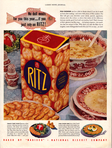 Ritz Crackers Nabisco Serving Ideas Chowder Eggs Salad Vintage Print Ad ...