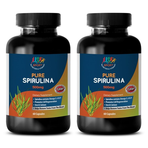 Spirulina Tablets Plant-Based Dietary Supplement (2 Bottles ...