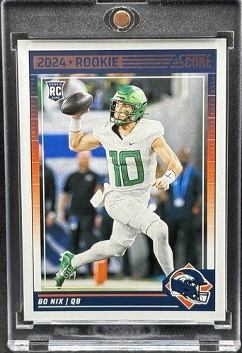Bo Nix RARE ROOKIE RC INVESTMENT CARD SSP PANINI SCORE BRONCOS ROY MINT ...